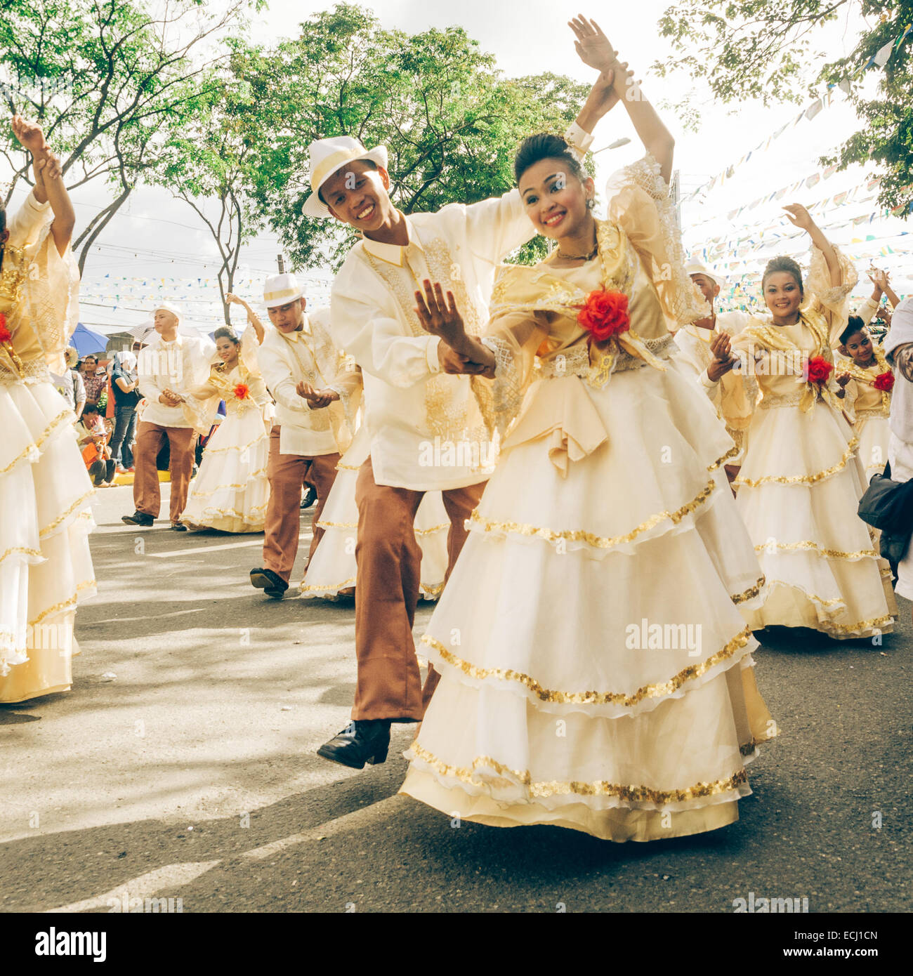 Dancers in parade during Sinulog festival celebrations in Cebu city of ...