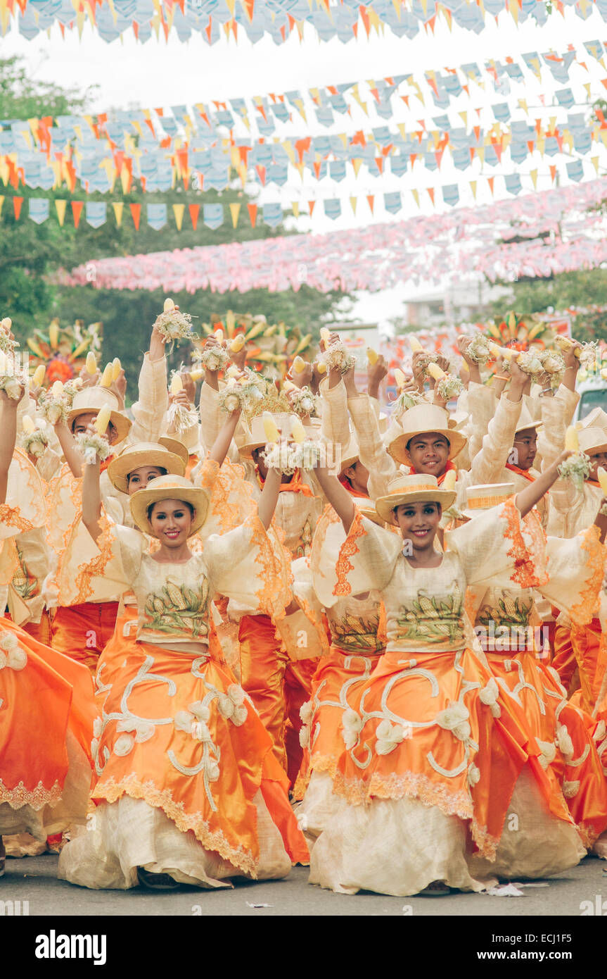 Dancers in parade during Sinulog festival celebrations in Cebu city of ...