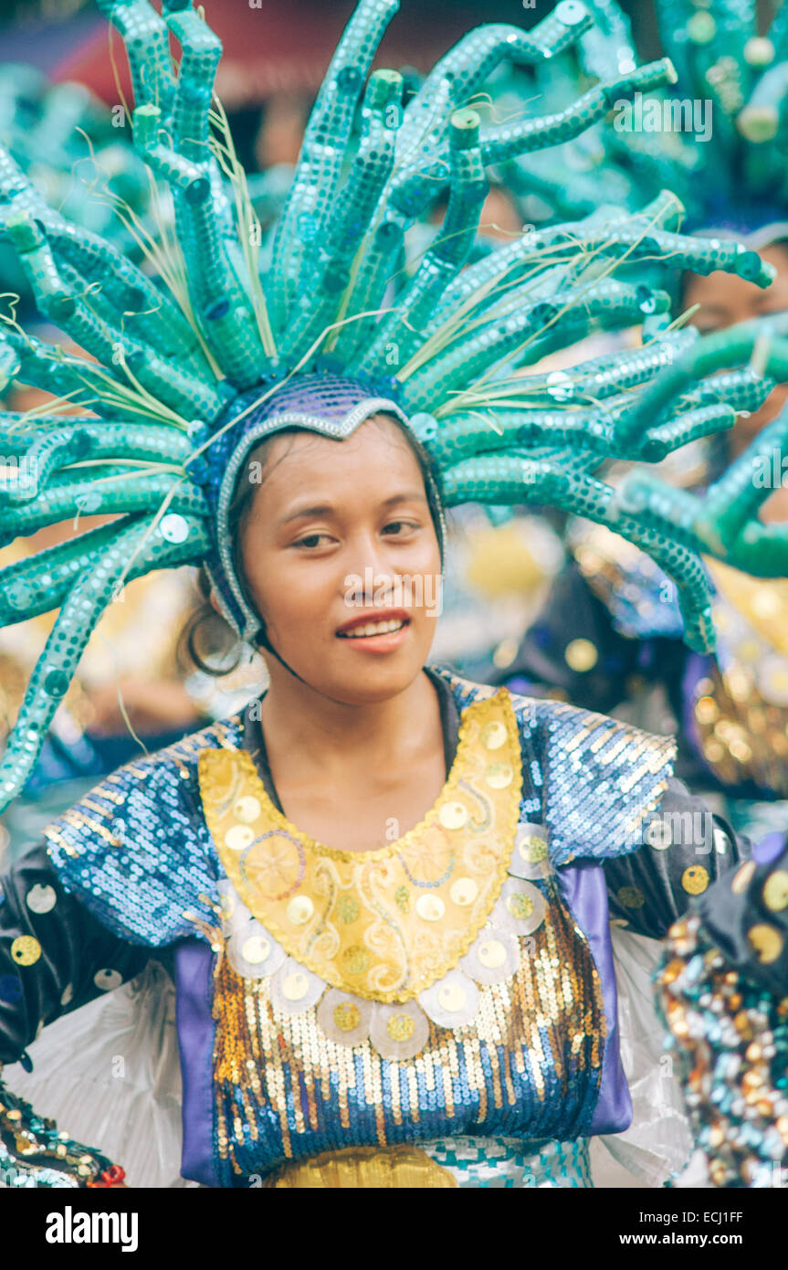 Dancers in parade during Sinulog festival celebrations in Cebu city of ...