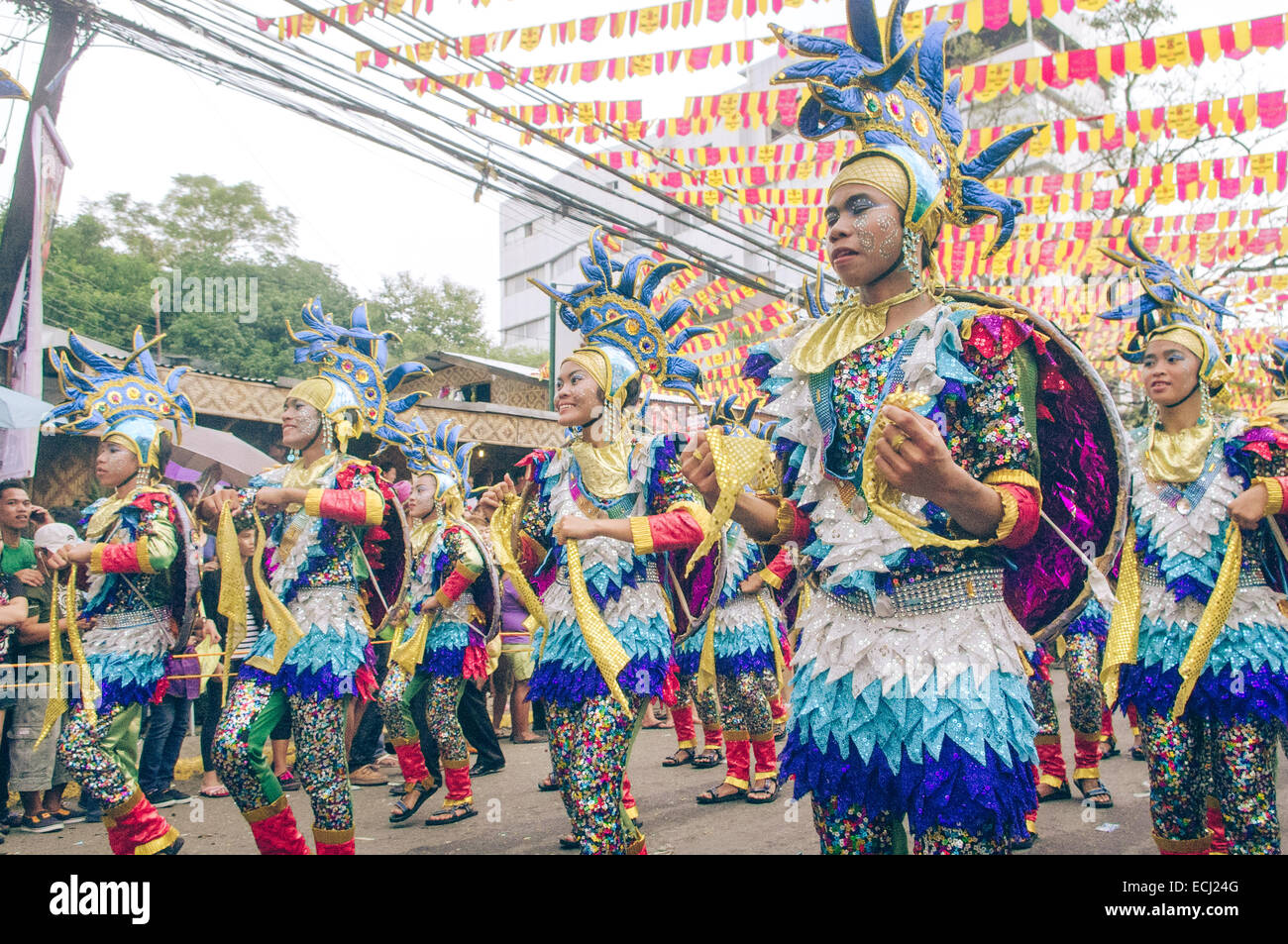 Dancers in parade during Sinulog festival celebrations in Cebu city of Philippines Stock Photo ...