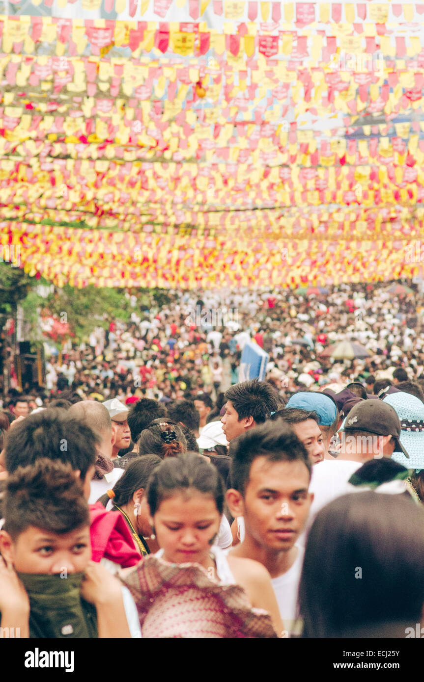 crowd in parade during Sinulog festival celebrations in Cebu city of ...