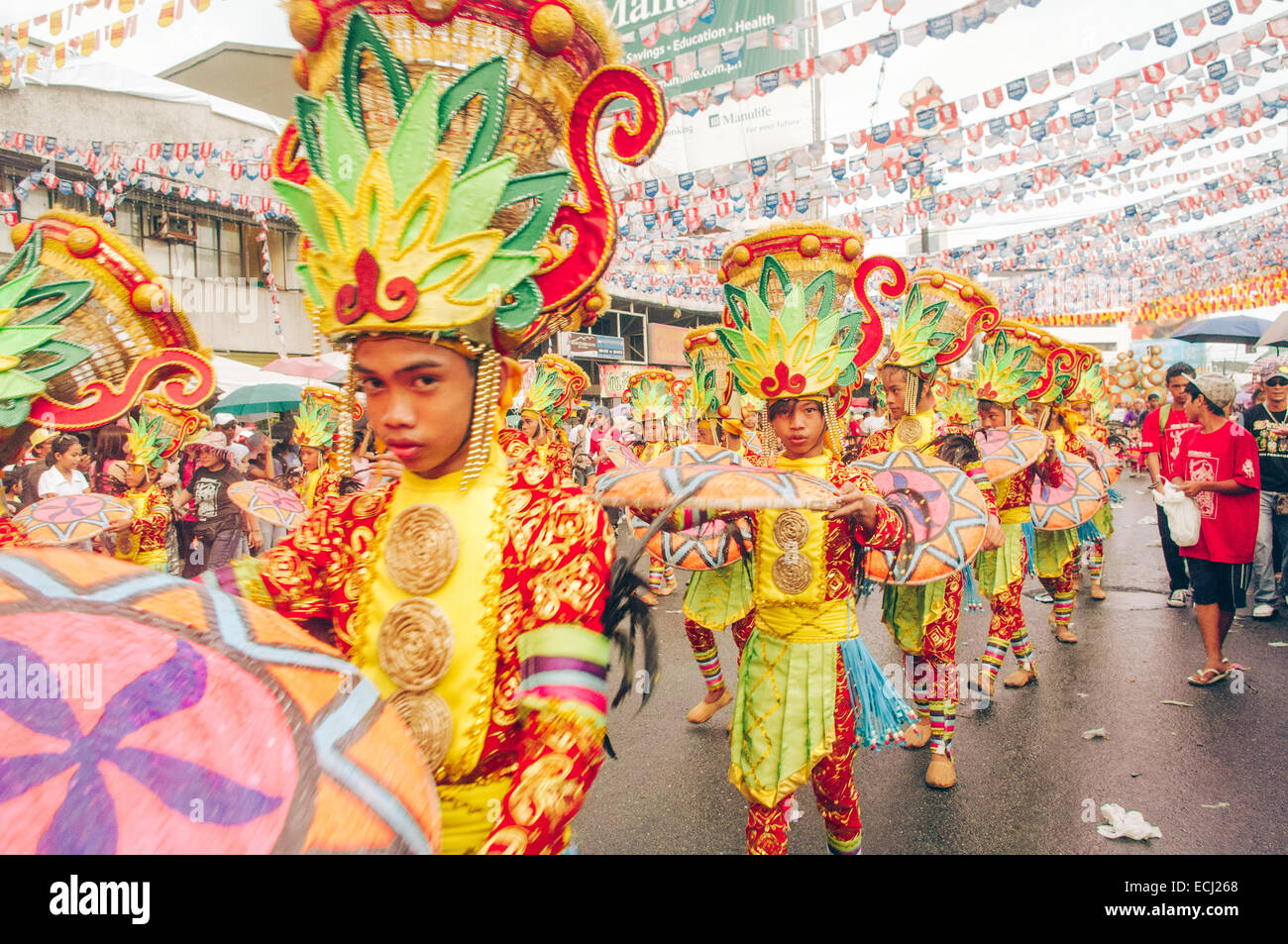 Dancers in parade during Sinulog festival celebrations in Cebu city of ...