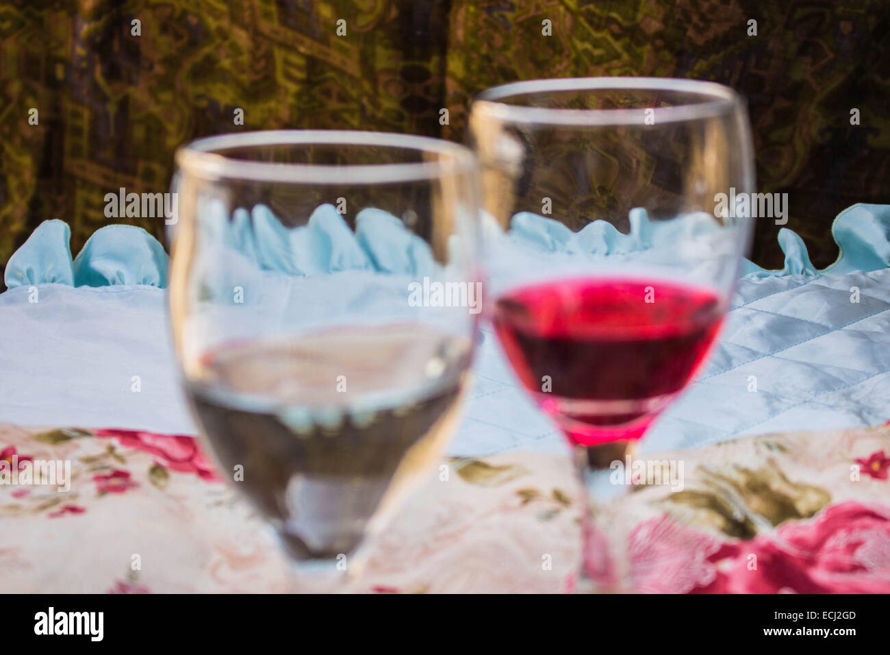 Drink a glass top dining table Stock Photo - Alamy