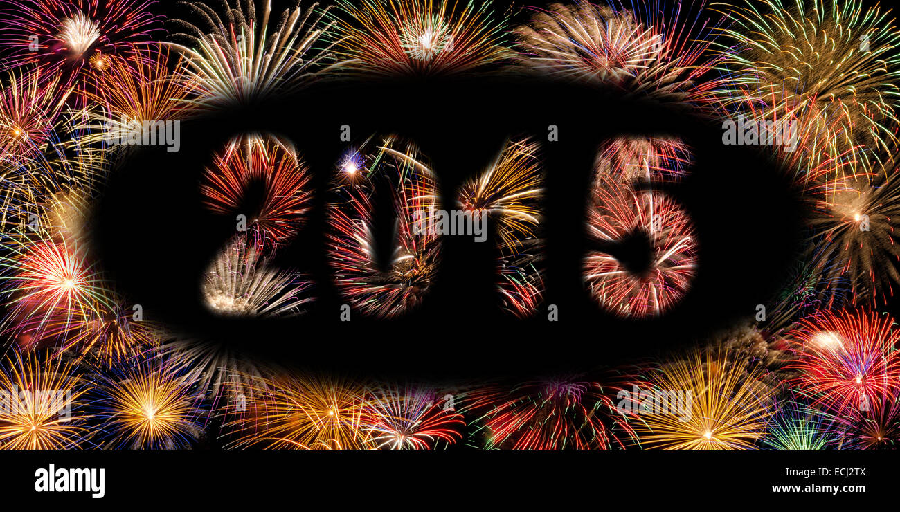 Festive fireworks display for new years 2015 celebration Stock Photo ...