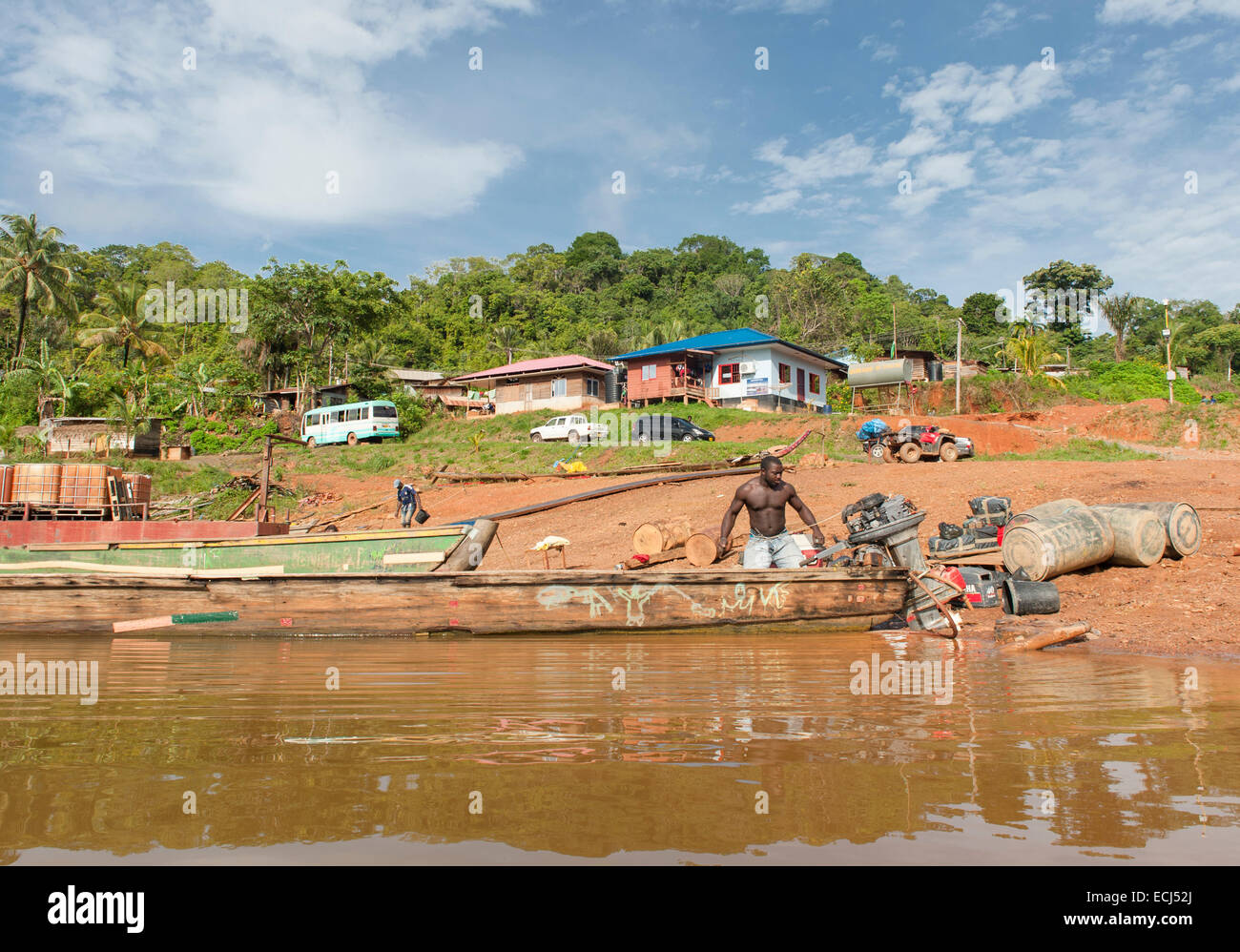 The village of Afobaka on Lake Brokopondo, also called Blommesteinmeer ...