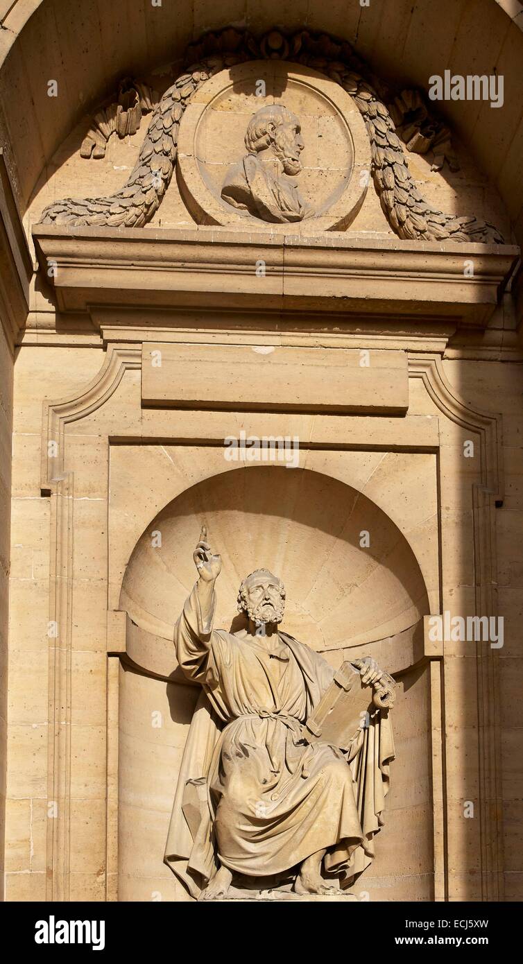 France, Paris, St Sulpice Church, St Peter Statue by the sculptor Emile ...