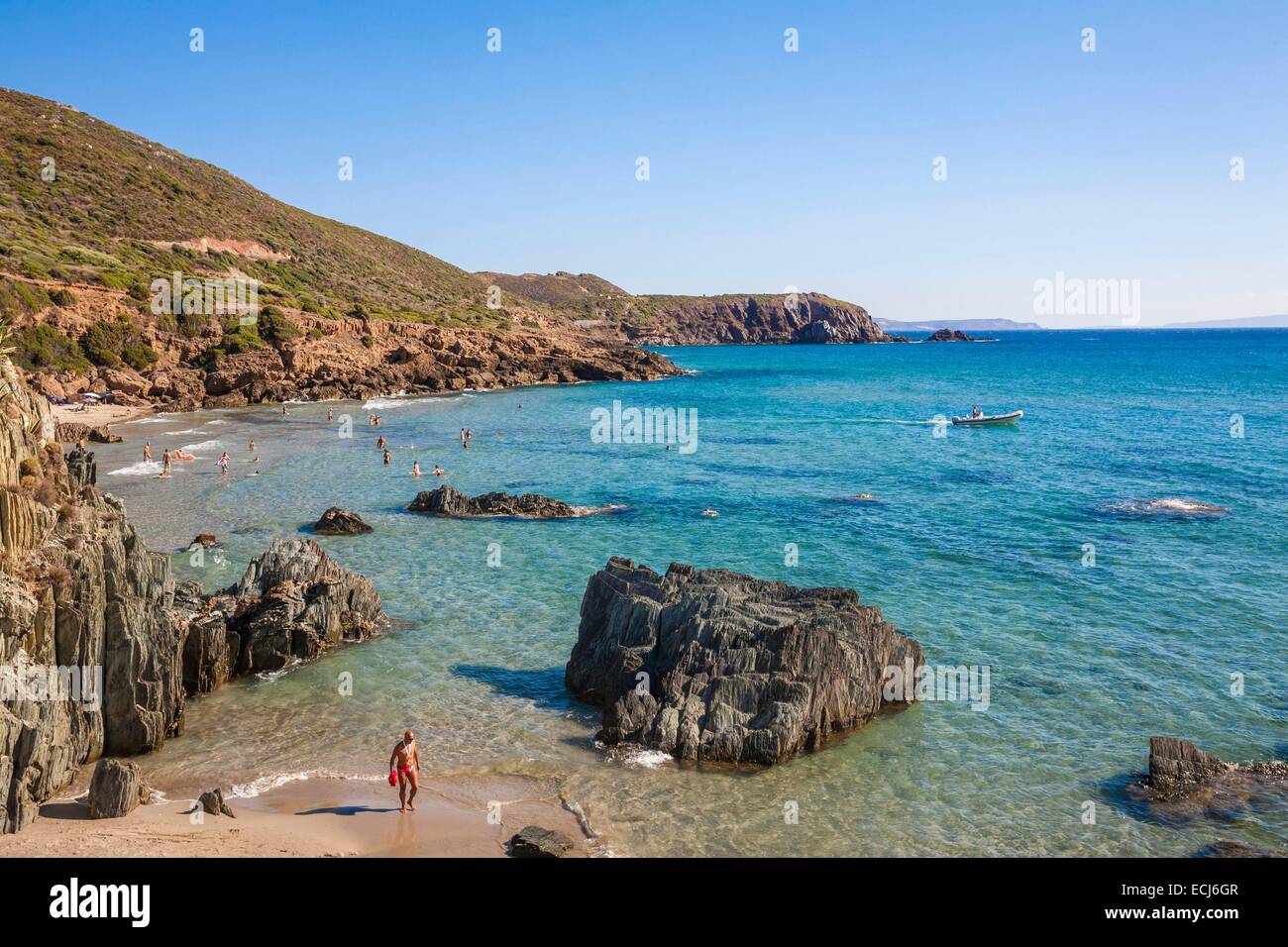 Italy, Sardinia, Carbonia Iglesias province, Masua beach Stock Photo ...