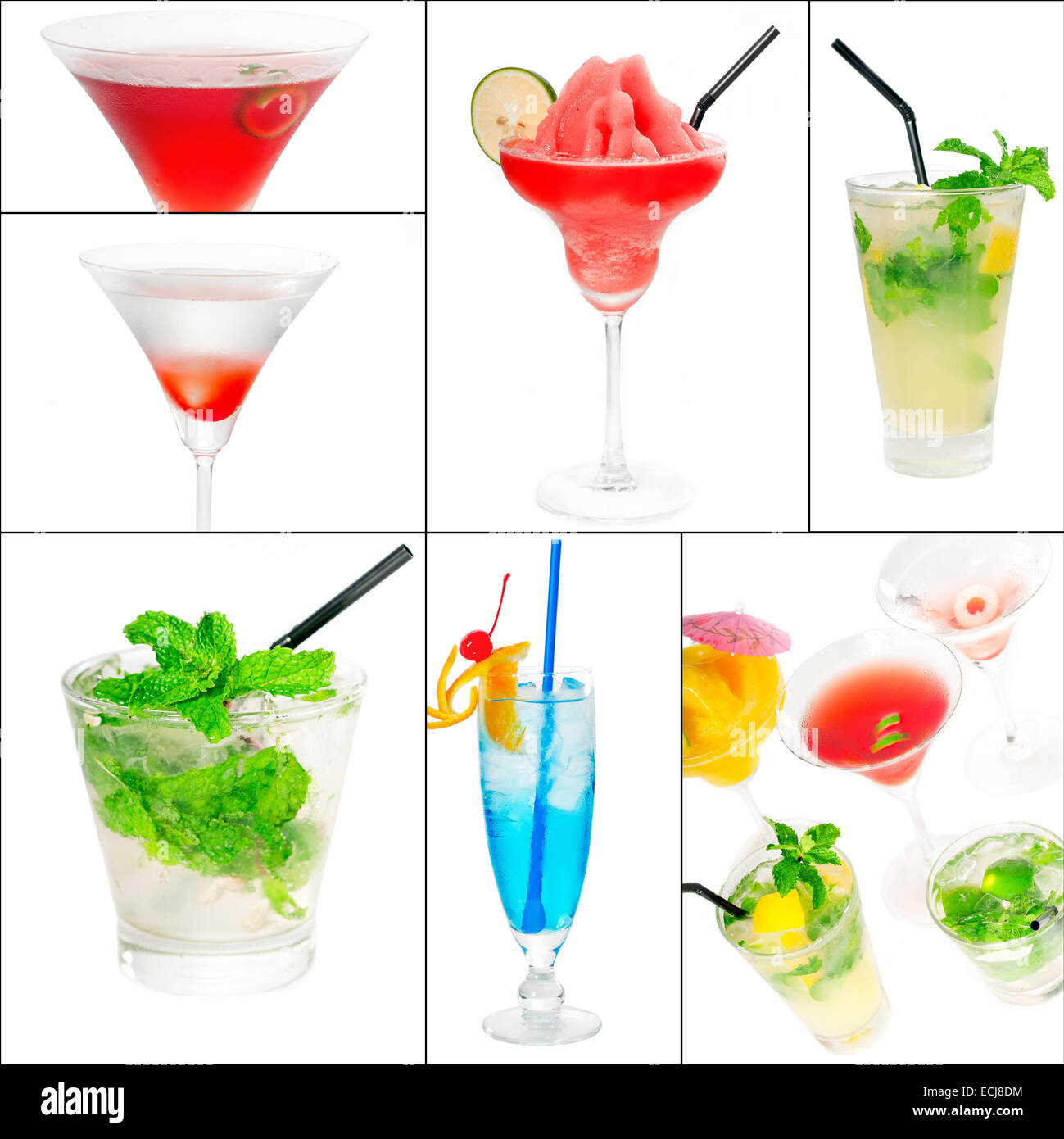 selection of cocktails drinks collage composition nested on a square ...