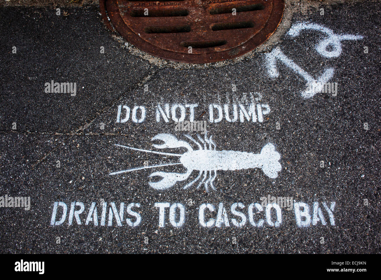 Manhole Do Not Dump Warning Stock Photo - Alamy