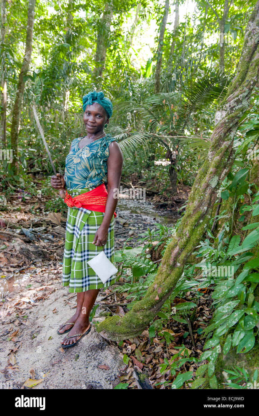 Rosita, a young Maroon lady from the village of Goejaba, in the ...