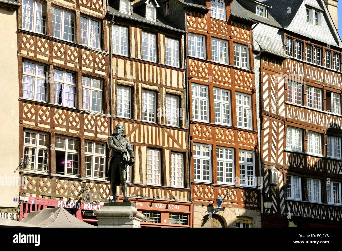 France, Ille et Vilaine, Rennes, Champ Jacquet square is bordered of ...