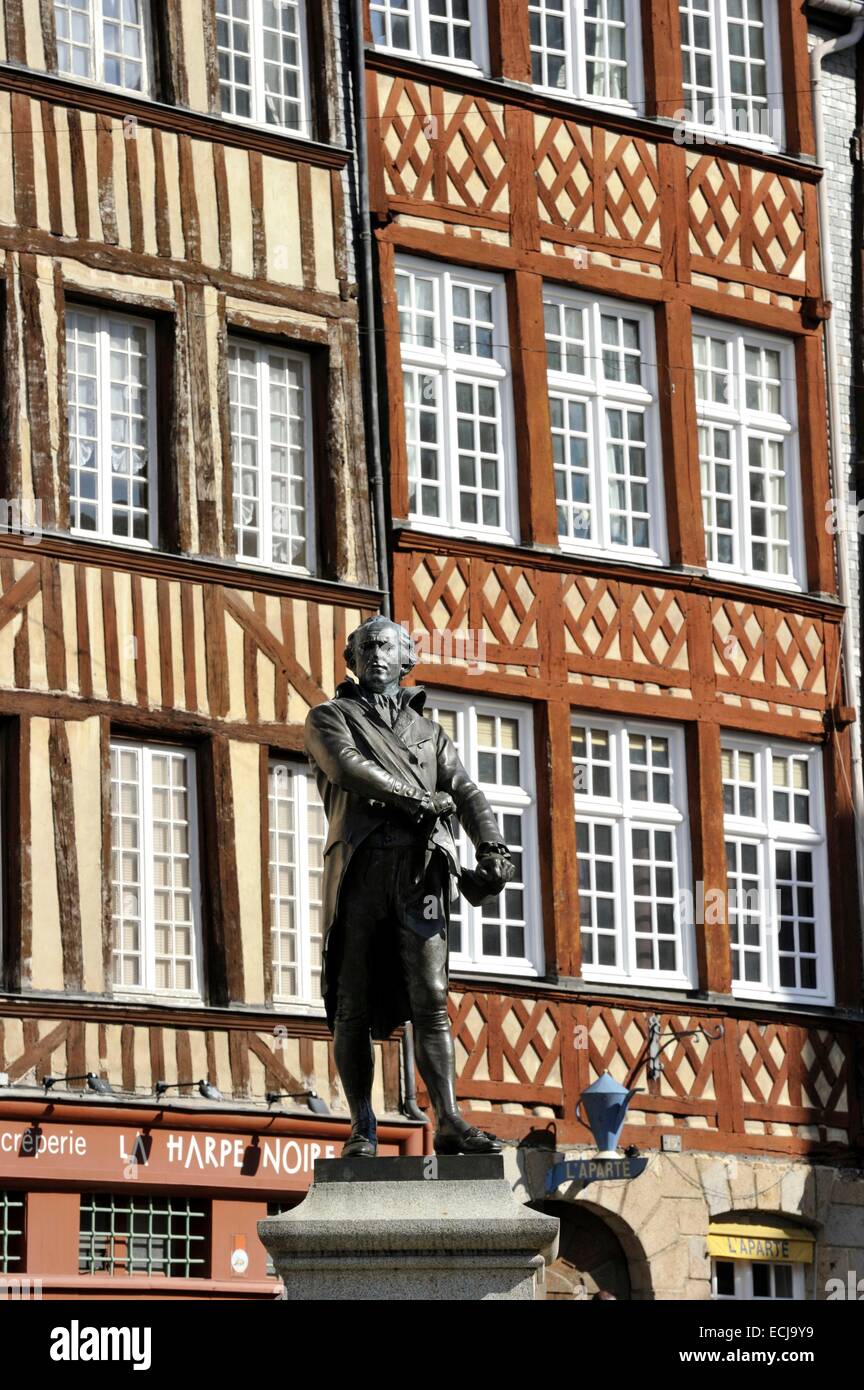 France, Ille et Vilaine, Rennes, Champ Jacquet square is bordered of ...
