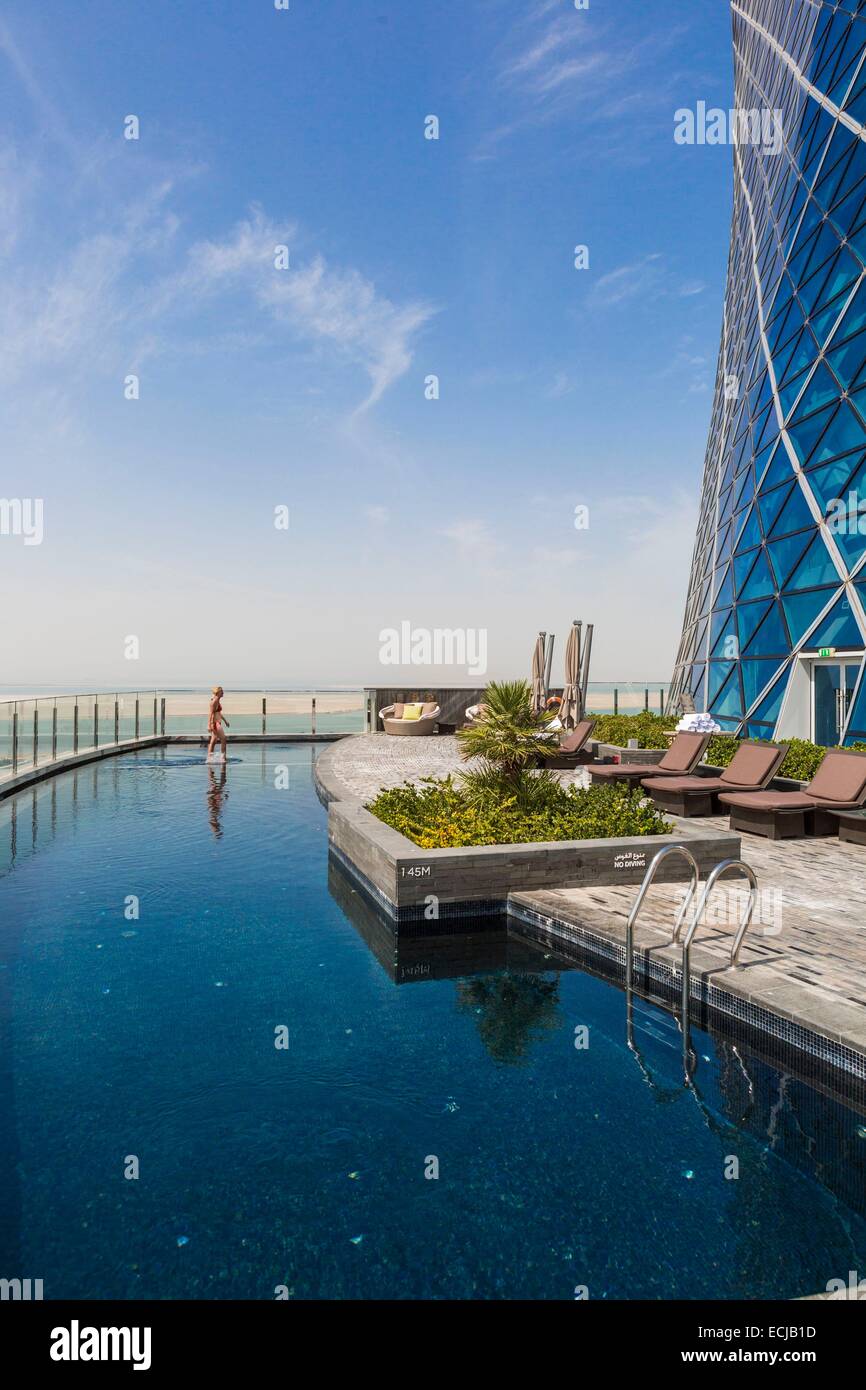 United Arab Emirates, Abu Dhabi, Hyatt Capital Gate hotel Stock Photo ...