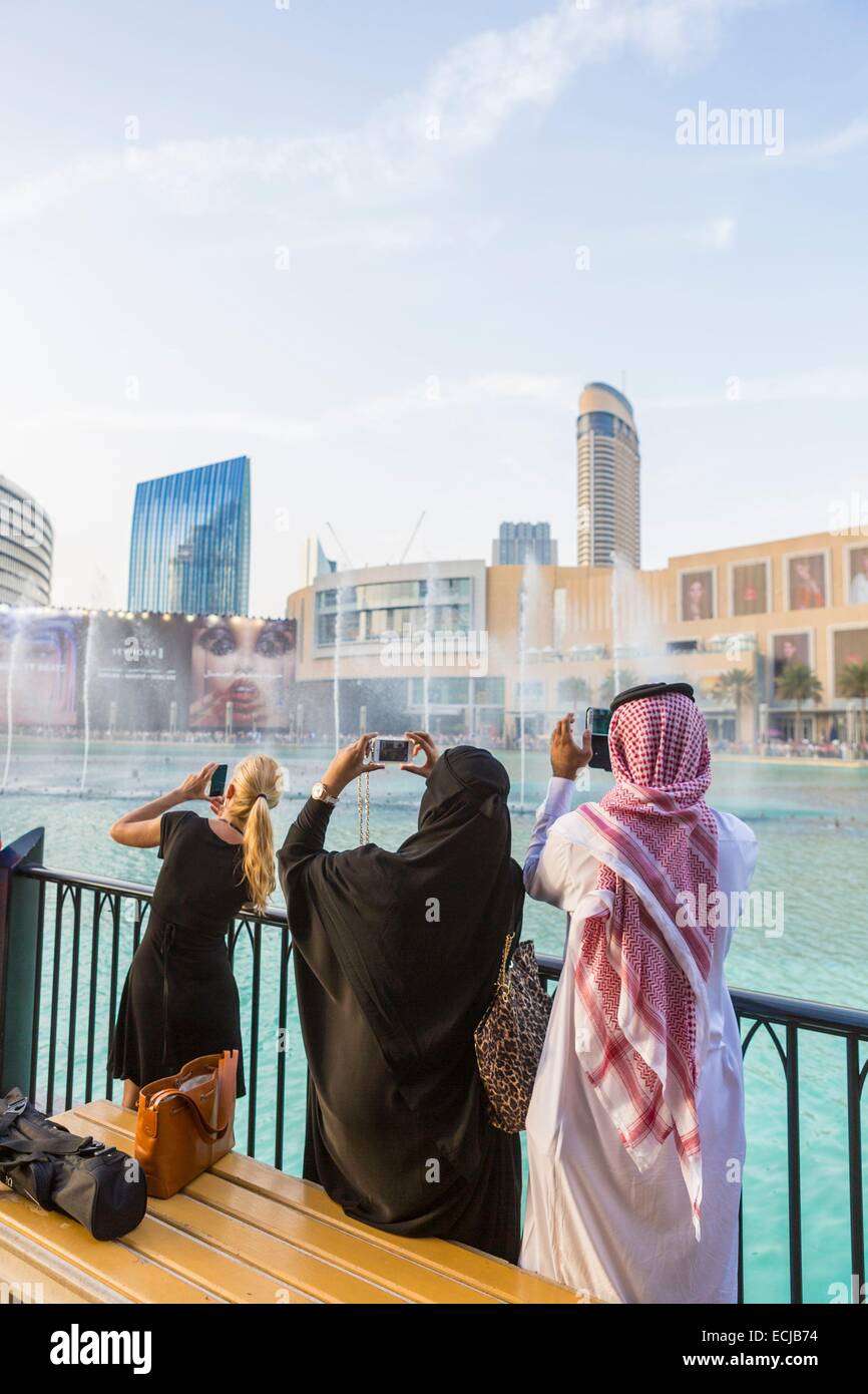 United Arab Emirates, Dubai, Burj Dubai, people in front of the Burj ...