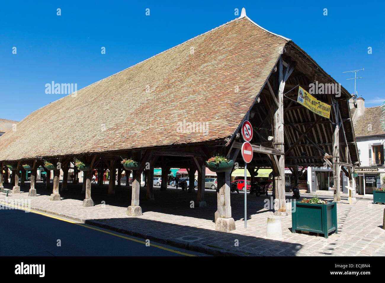 France, Essonne, Milly la Foret, the 15th century covered market on the ...
