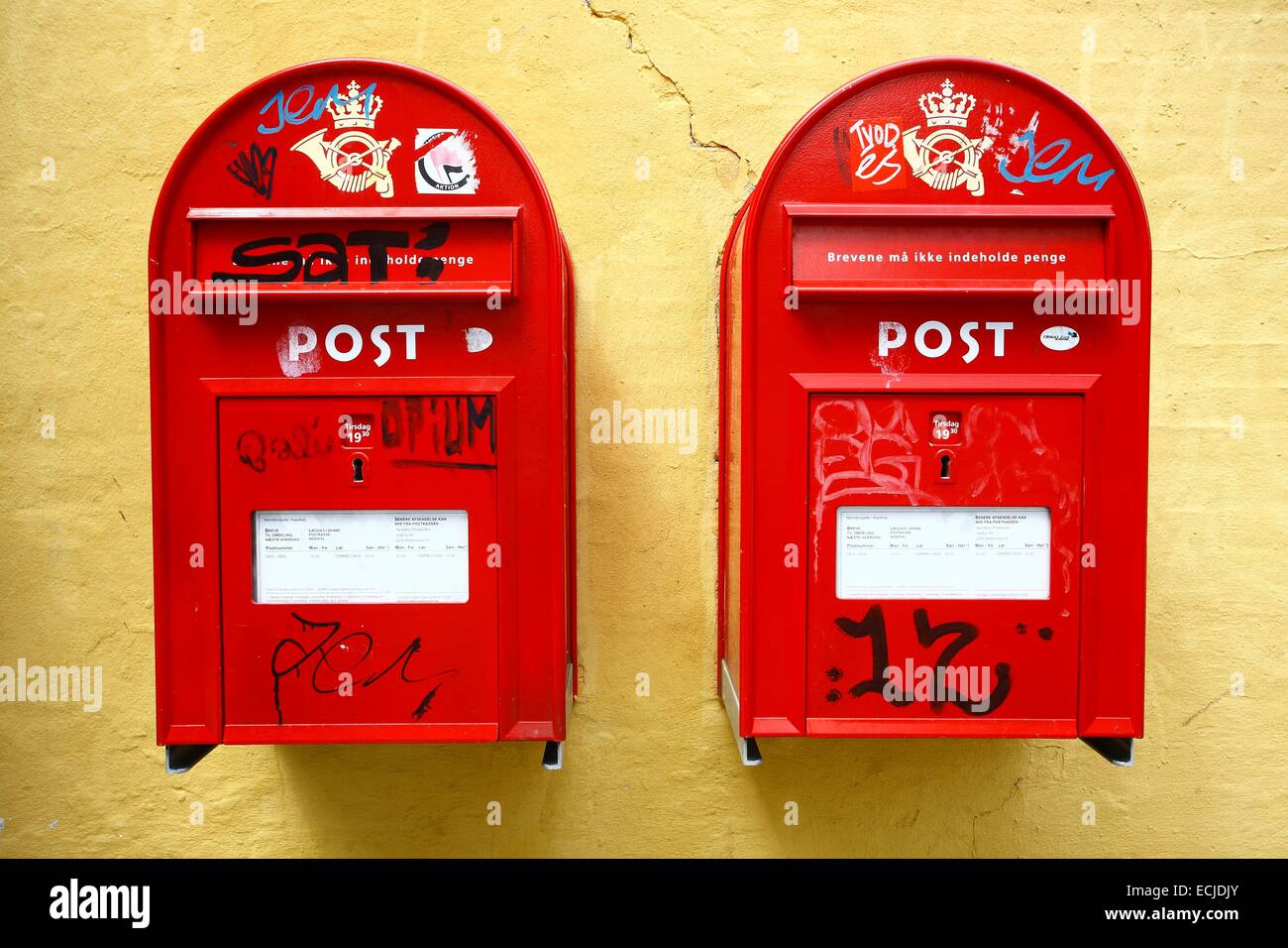 Denmark, Capital (Hovedstaden), Copenhagen, postboxes Stock Photo - Alamy