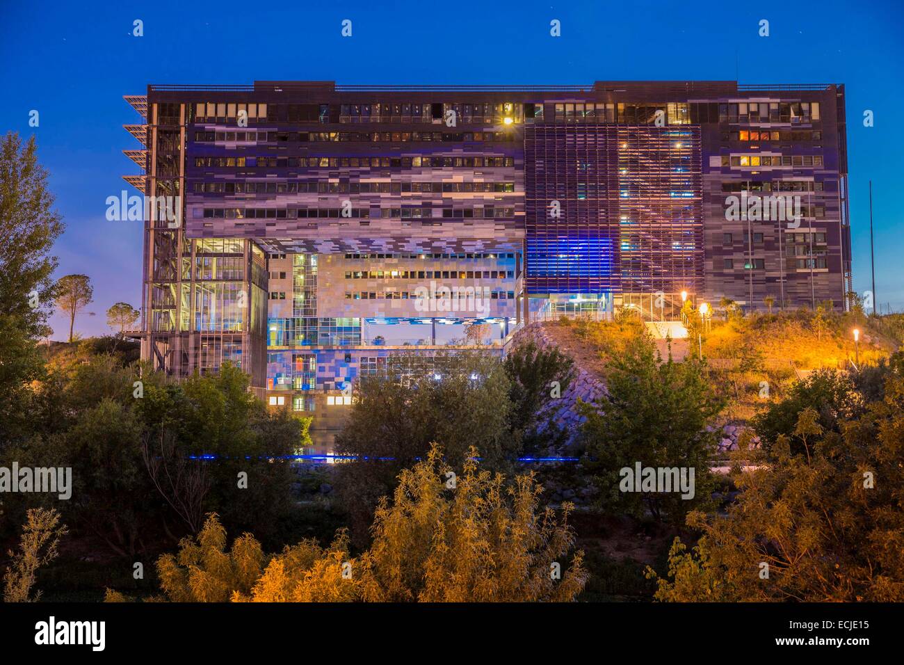 France, Herault, Montpellier, district of Port Marianne, city hall ...