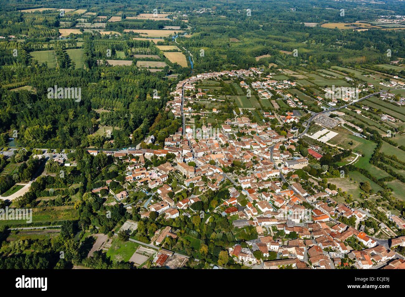 France, Deux Sevres, Arcais, the village and the Marais Poitevin ...