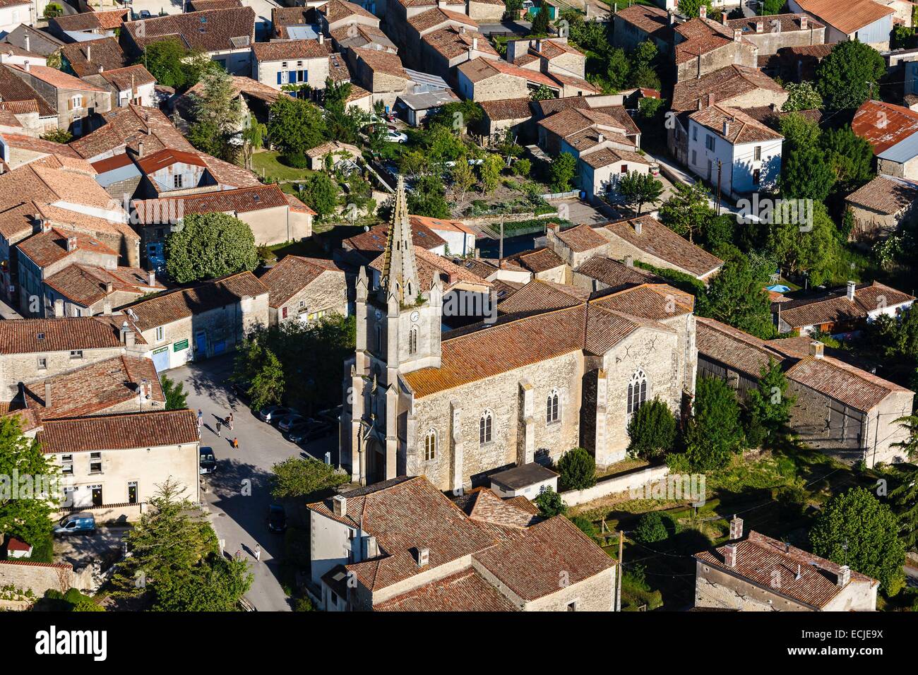 France, Deux Sevres, Arcais, Marais Poitevin, the church and the ...
