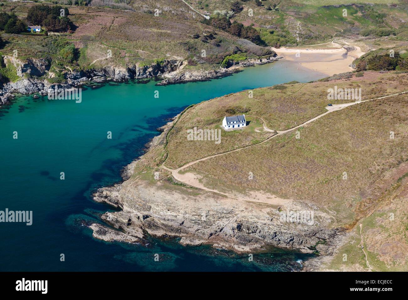 France, Morbihan, Belle Ile en Mer, Bangor, Kerel port (aerial view ...