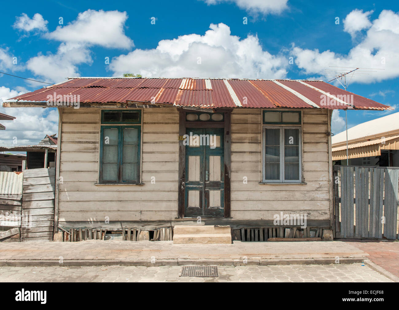 Typical wooden house of freed slaves at Frimangro, Paramaribo, Suriname ...