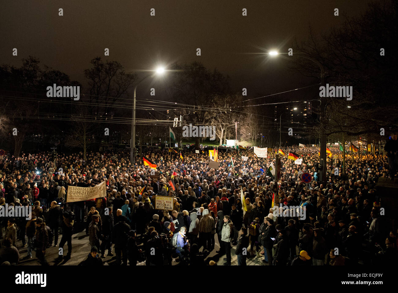 Participants of a rally of the group 'Pegida' have gathered in Dresden ...