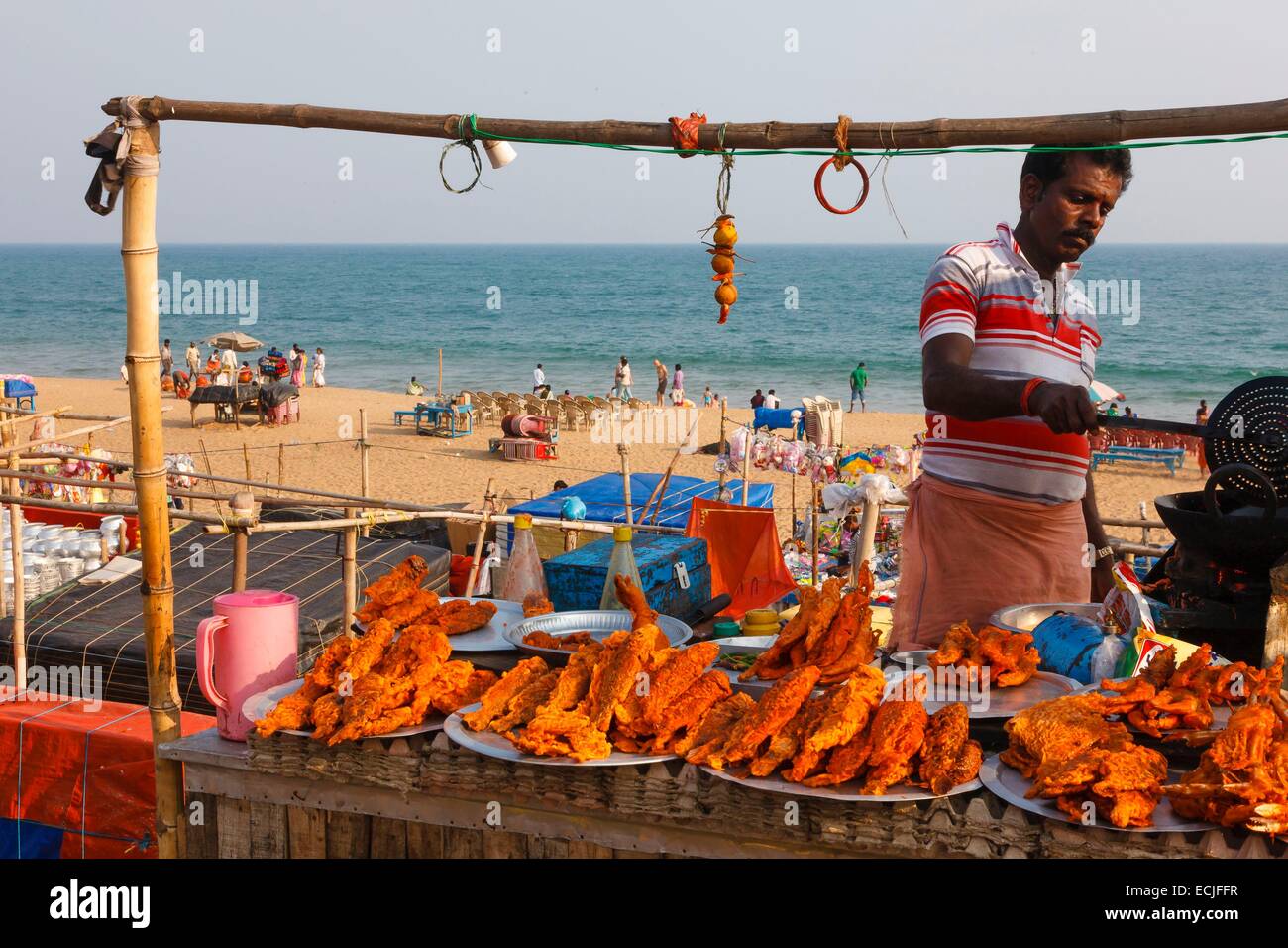 India, Odisha, Puri, baked fish seller at the beach Stock Photo - Alamy