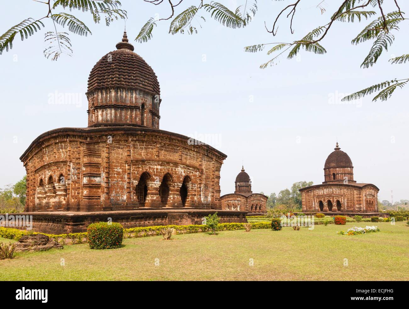 India, West Bengal, Bishnupur, Jormandir group of terracotta temples ...