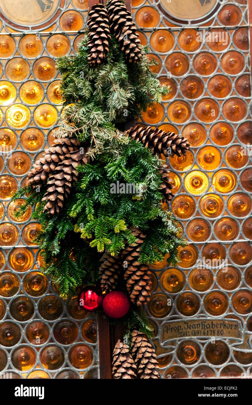 France, Haut Rhin, Colmar, christmas market in downtown, Winstub ...