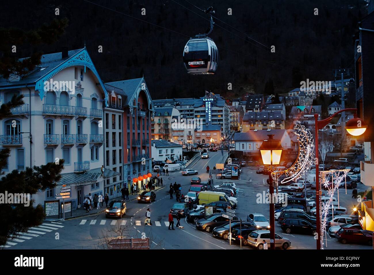 France, Hautes Pyrenees, Cauterets by night Stock Photo - Alamy