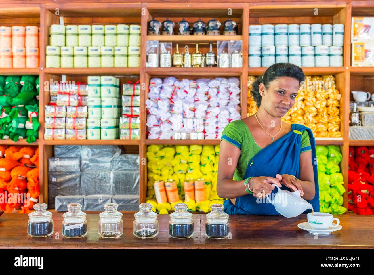 Sri Lanka, Pilimatalava, Geragama Center Tea shop selling different ...