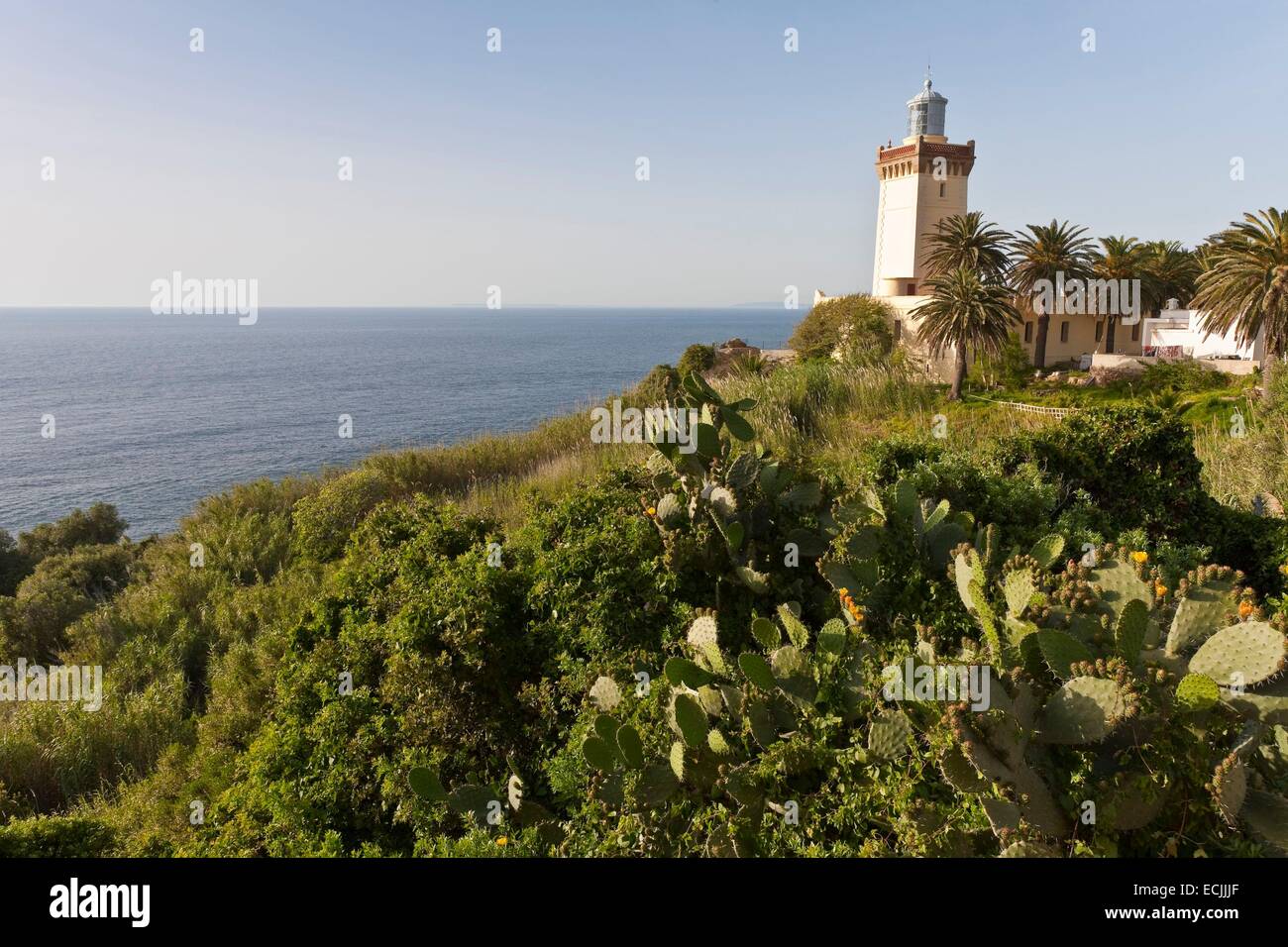 Morocco, Tangier Tetouan region, the lighthouse of Cape Spartel Stock ...