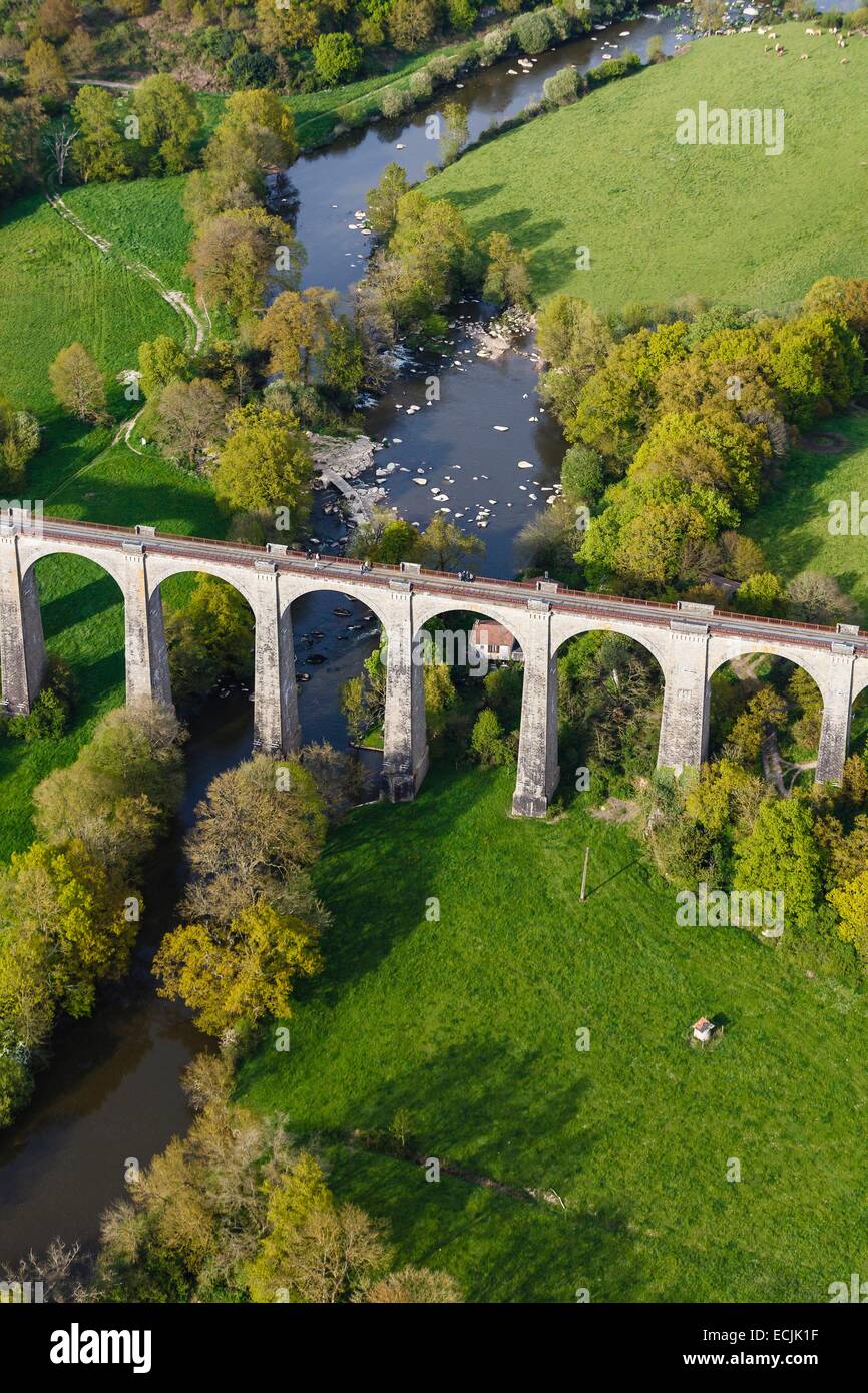 France, Vendee, Mortagne sur Sevre, Barbin viaduct over the Sevre ...