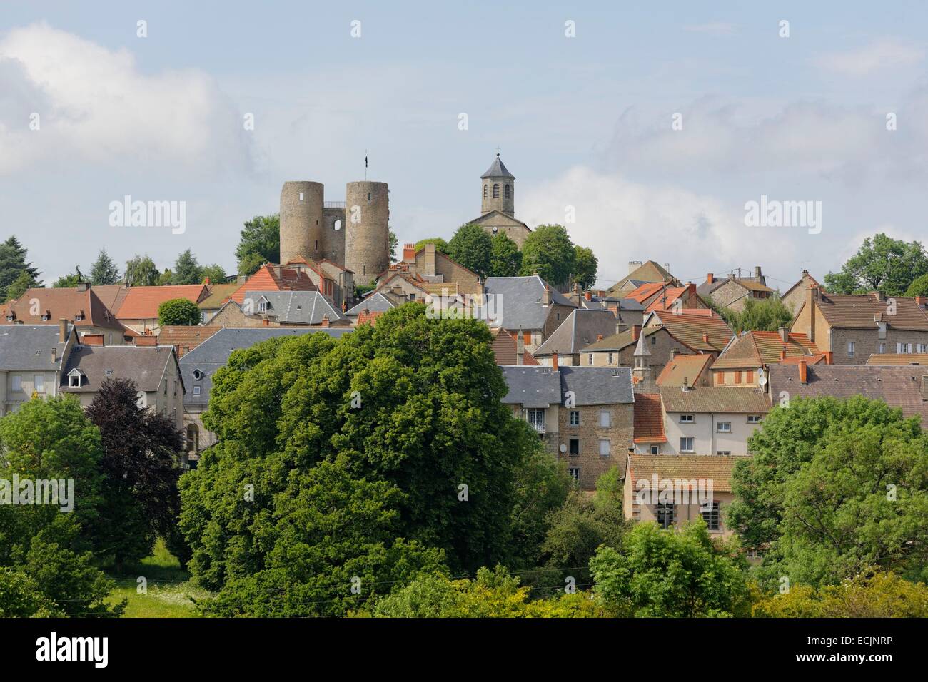 France, Creuse, Crocq, the castle Stock Photo - Alamy