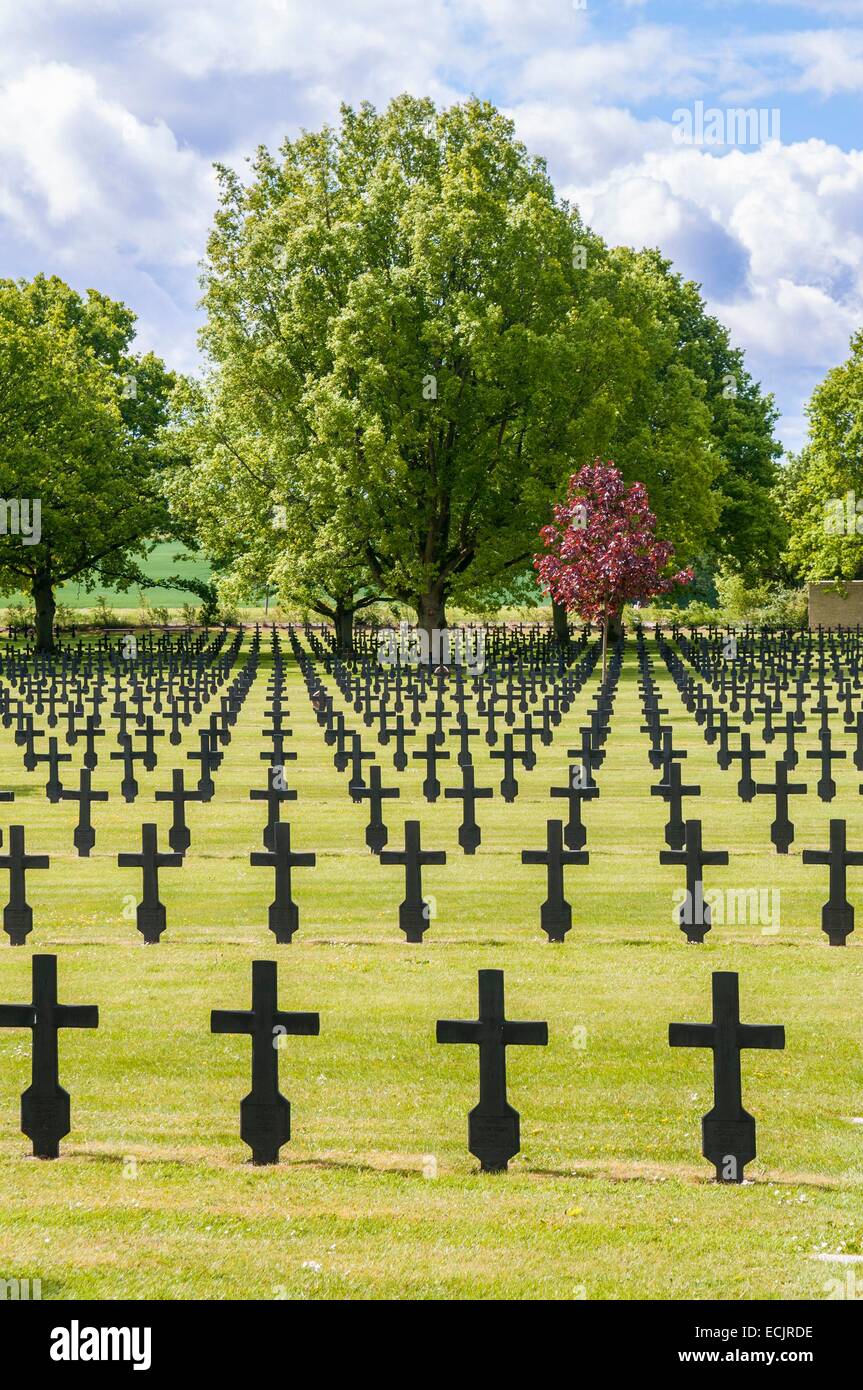 France, Aisne, German military cemetery on the Chemin des Dames Stock ...