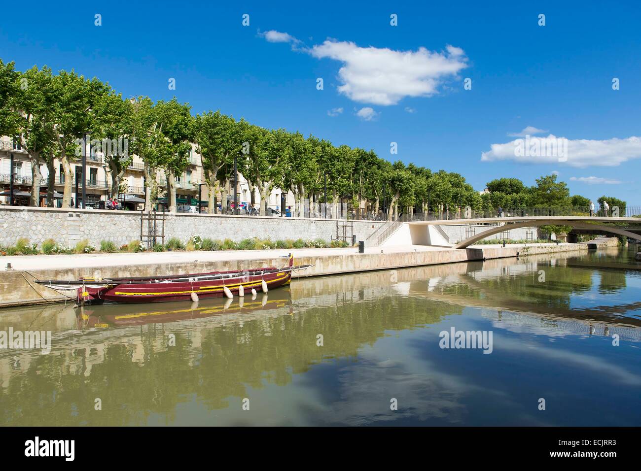 France, Aude, Narbonne, the canal de la Robine listed as World Heritage ...