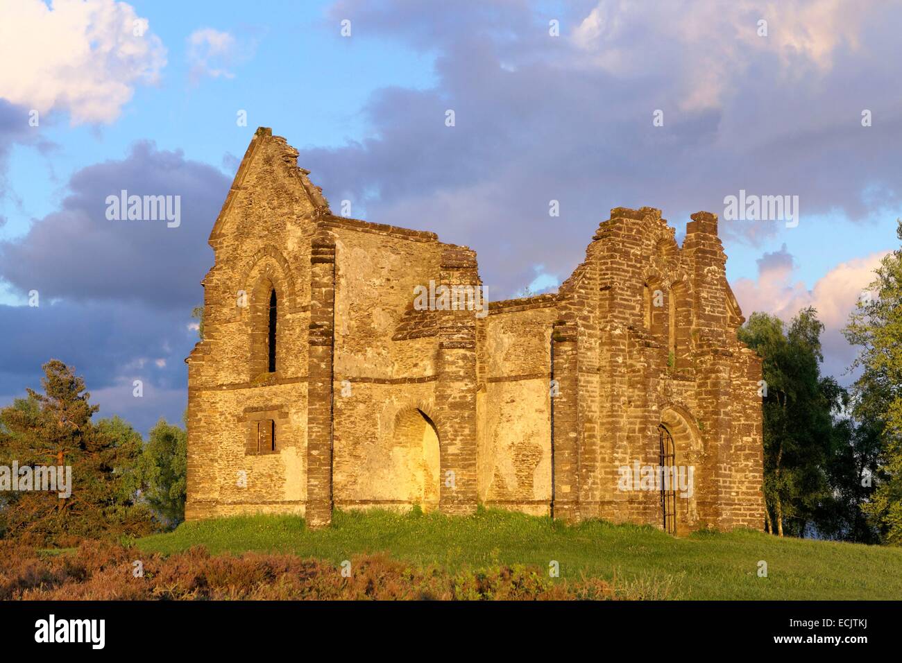 France, Haute Vienne, the Mont Gargan (Mount Gargan), chapel in ruins ...