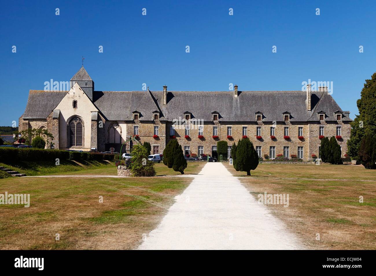 France, Ille et Vilaine, Paimpont Abbey built in the heart of the ...