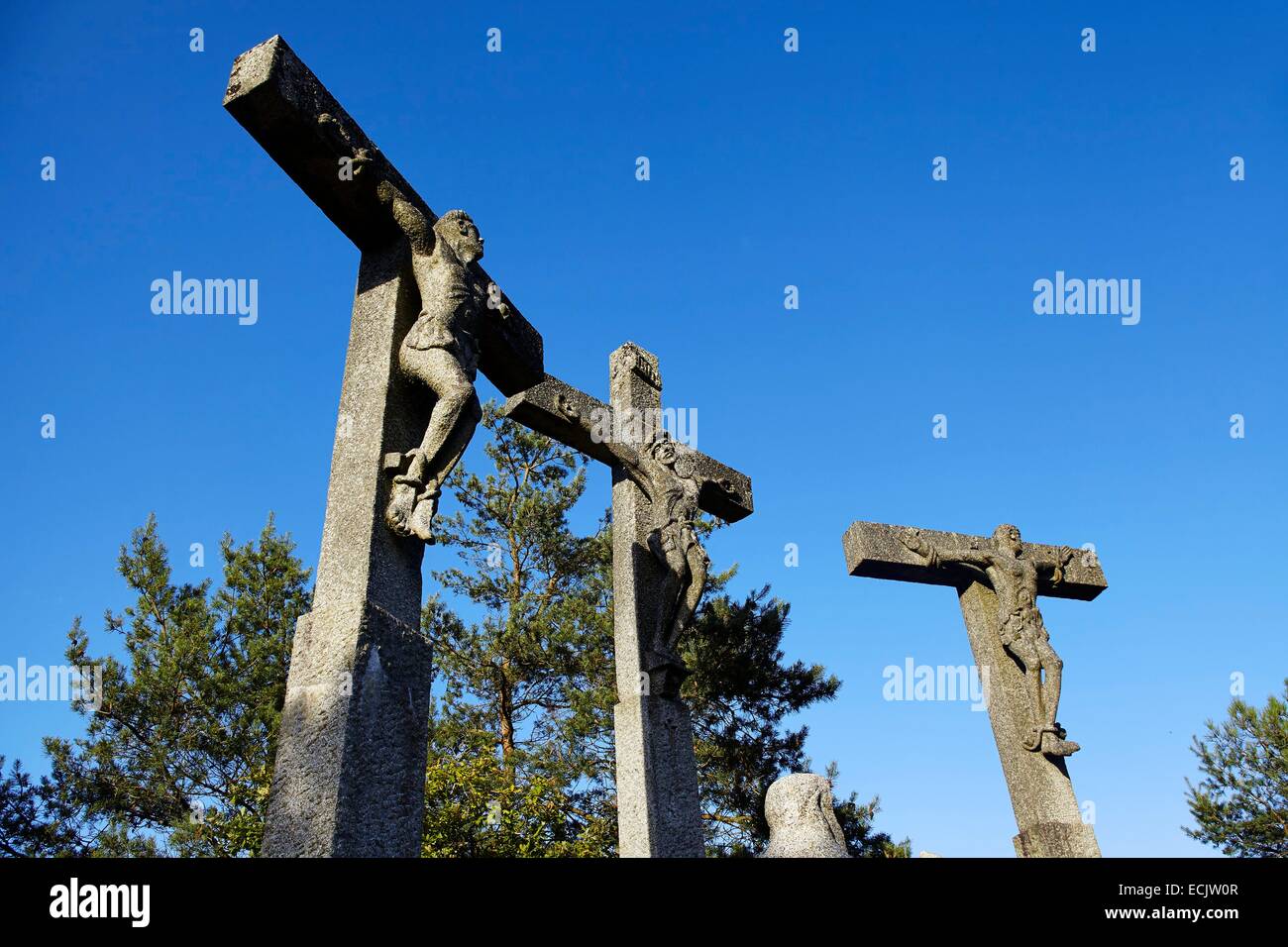 France, Morbihan, Plumelec, Callac, Cross stations of Callac, Calvary ...