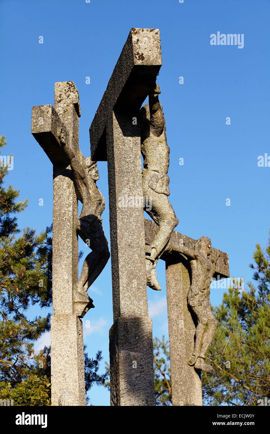 France, Morbihan, Plumelec, Callac, Cross stations of Callac, Calvary ...