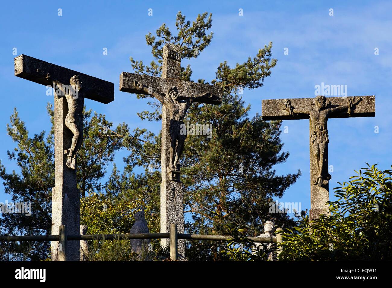 France, Morbihan, Plumelec, Callac, Cross stations of Callac, Calvary ...