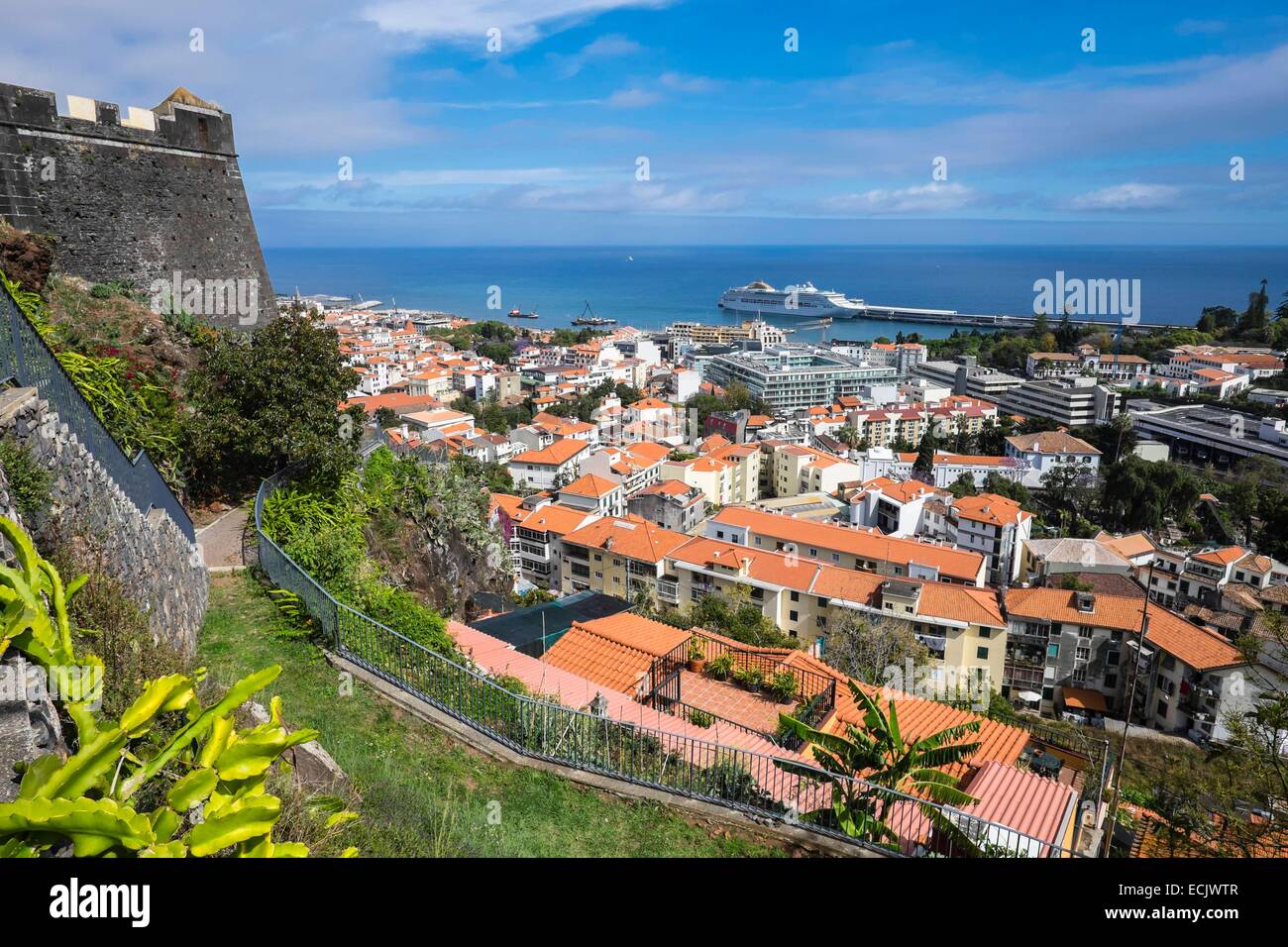 Portugal, Madeira island, Funchal, panoramic view from the Forte do ...