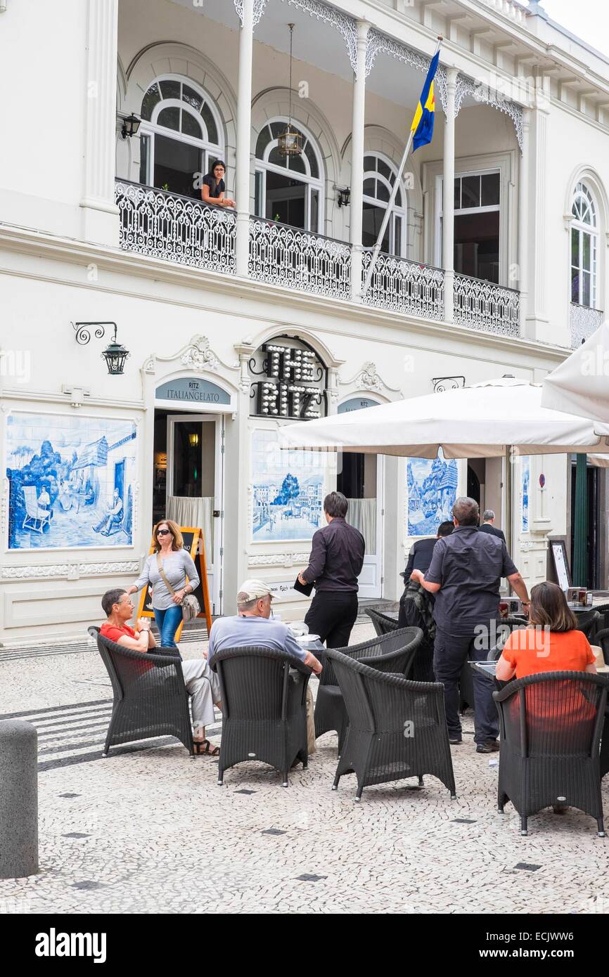 Portugal, Madeira island, Funchal, Ritz Cafe on Avenida Arriaga Stock ...