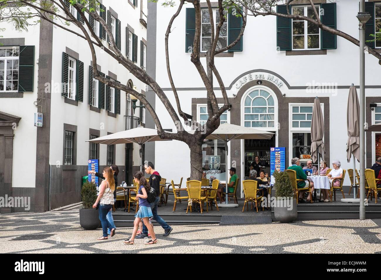 Portugal, Madeira island, Funchal, cafe terrace, Antonio Jose de ...
