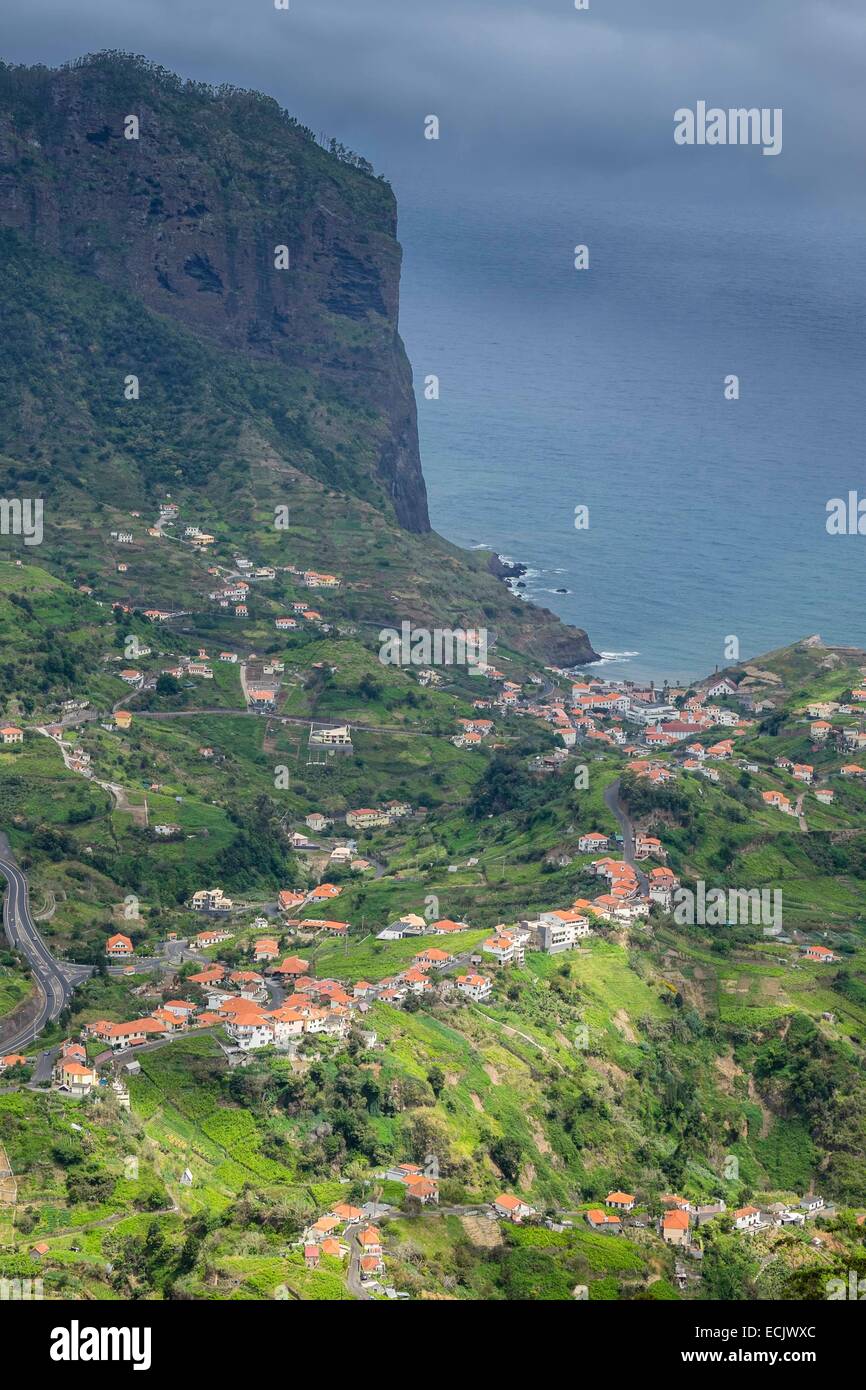 Portugal, Madeira island, panoramic view over the north coast from ...