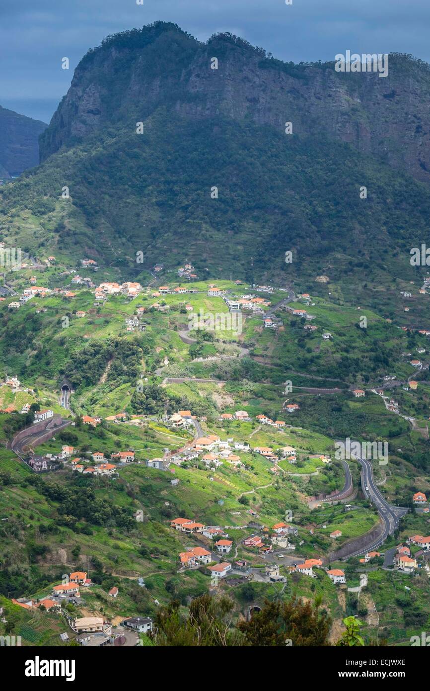 Portugal, Madeira island, panoramic view over the north coast from ...
