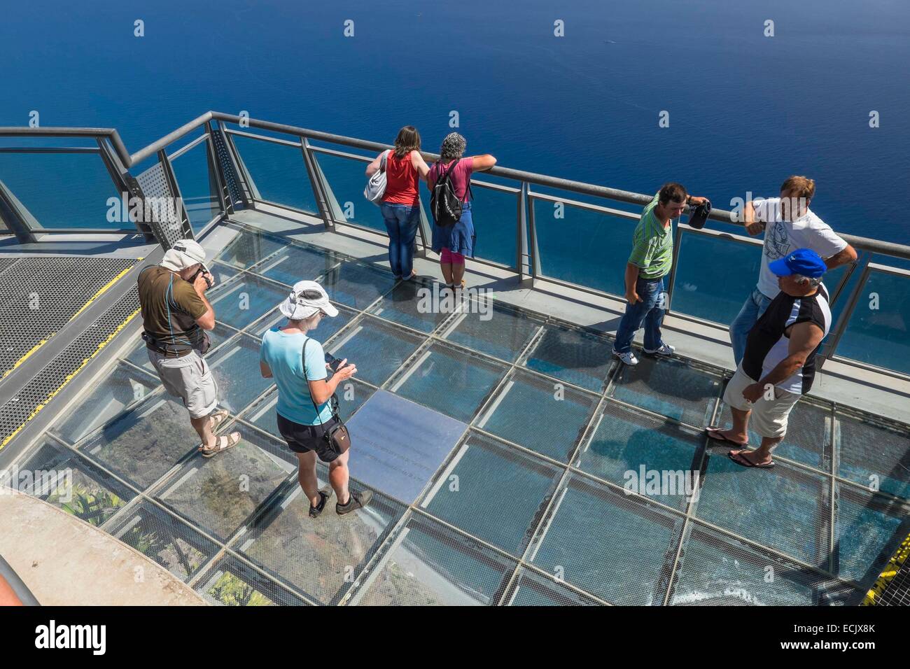 Portugal, Madeira island, south coast, Cabo Girao, glass platform ...