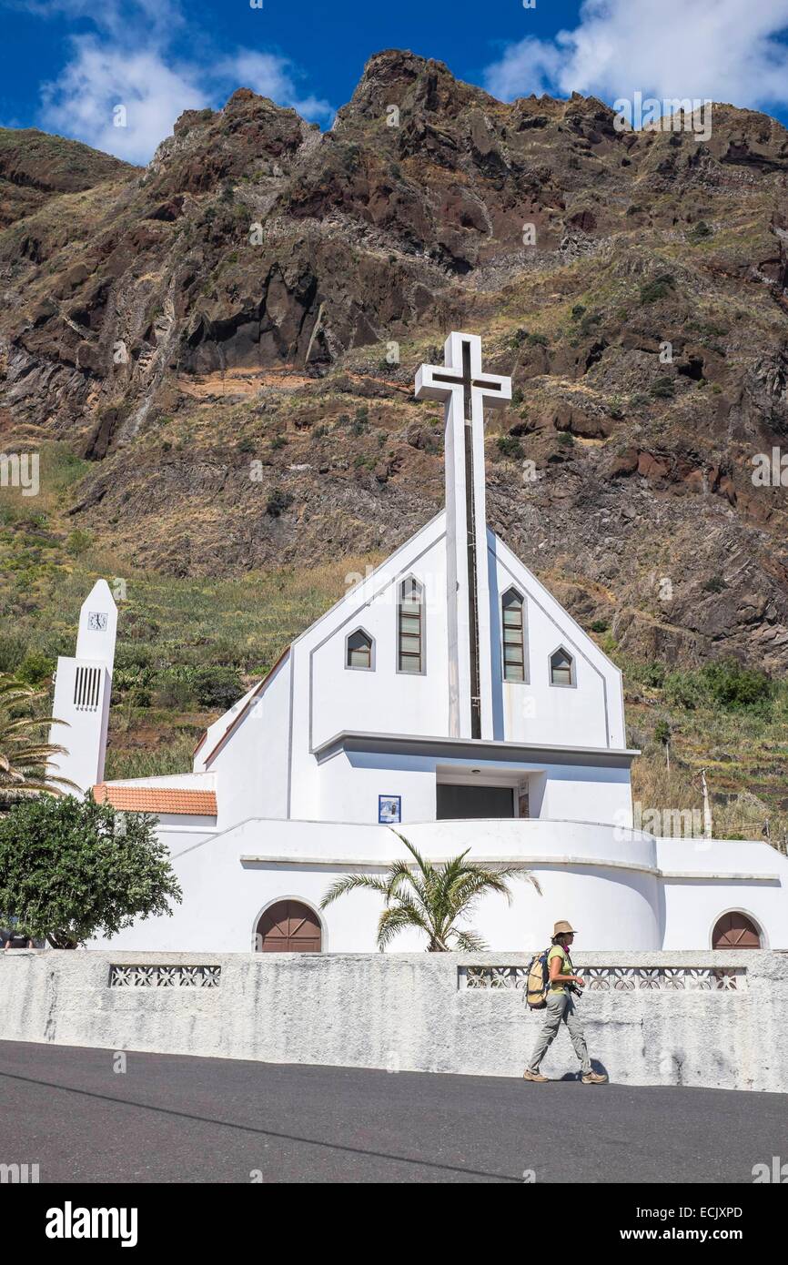 Portugal, Madeira island, Paul do Mar fishing village, the church Stock ...