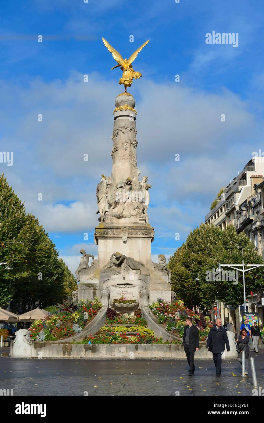 France, Marne, Reims, Sube fountain on the Place Drouet d'Erlon Stock ...