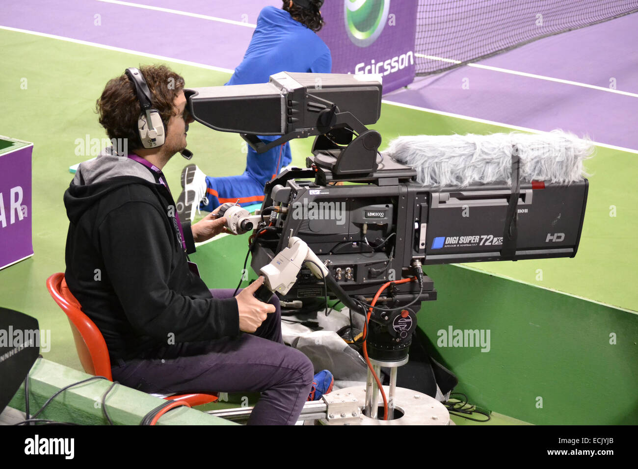 Sports Camera man in action during tennis match in Doha-Qatar! Stock ...